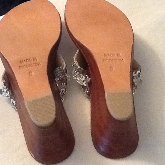 Shoes | Imported Silver Sequin Toe Ring Wedge Sandals | Poshmark